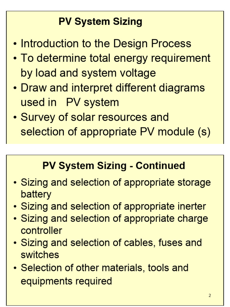 Sizing PV System | PDF | Photovoltaic System | Photovoltaics