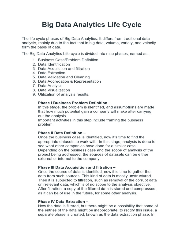 Big Data Analytics Life Cycle | Download Free PDF | Data Analysis | Data
