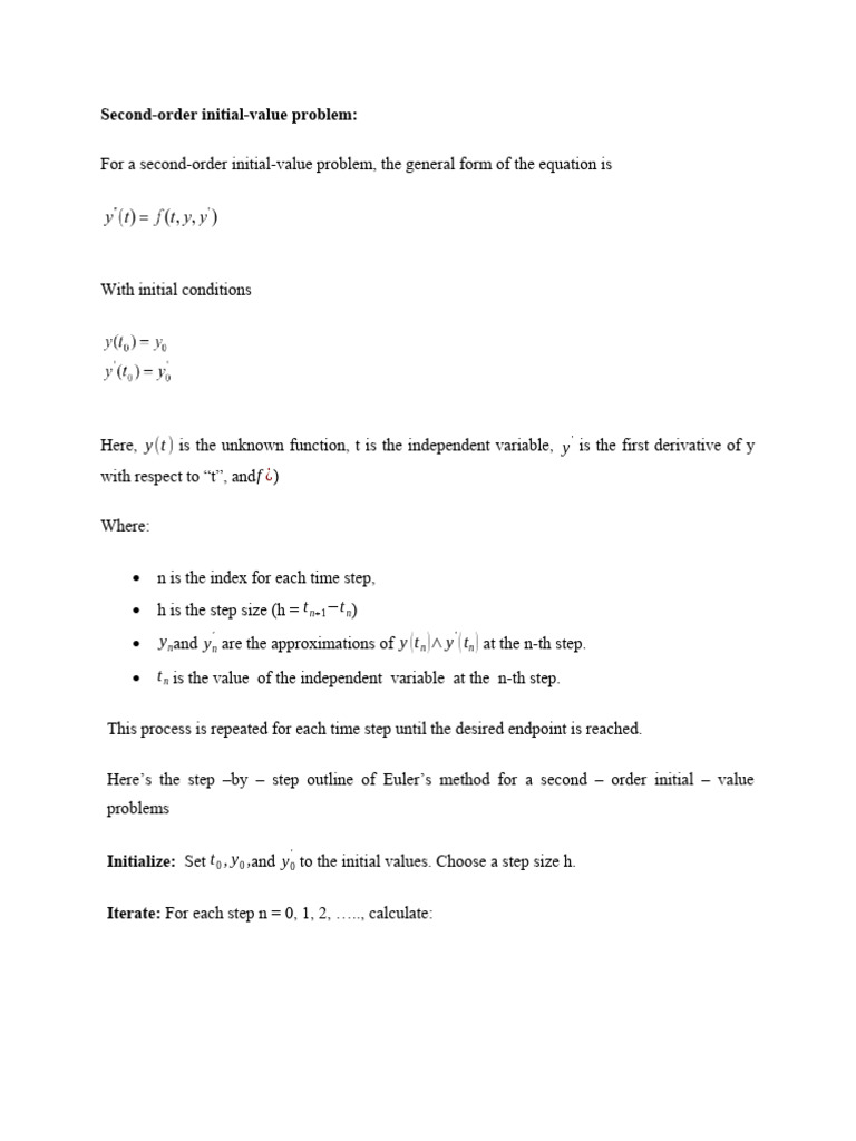 Euler's Method for 2nd-Order IVP | PDF | Teaching Methods & Materials
