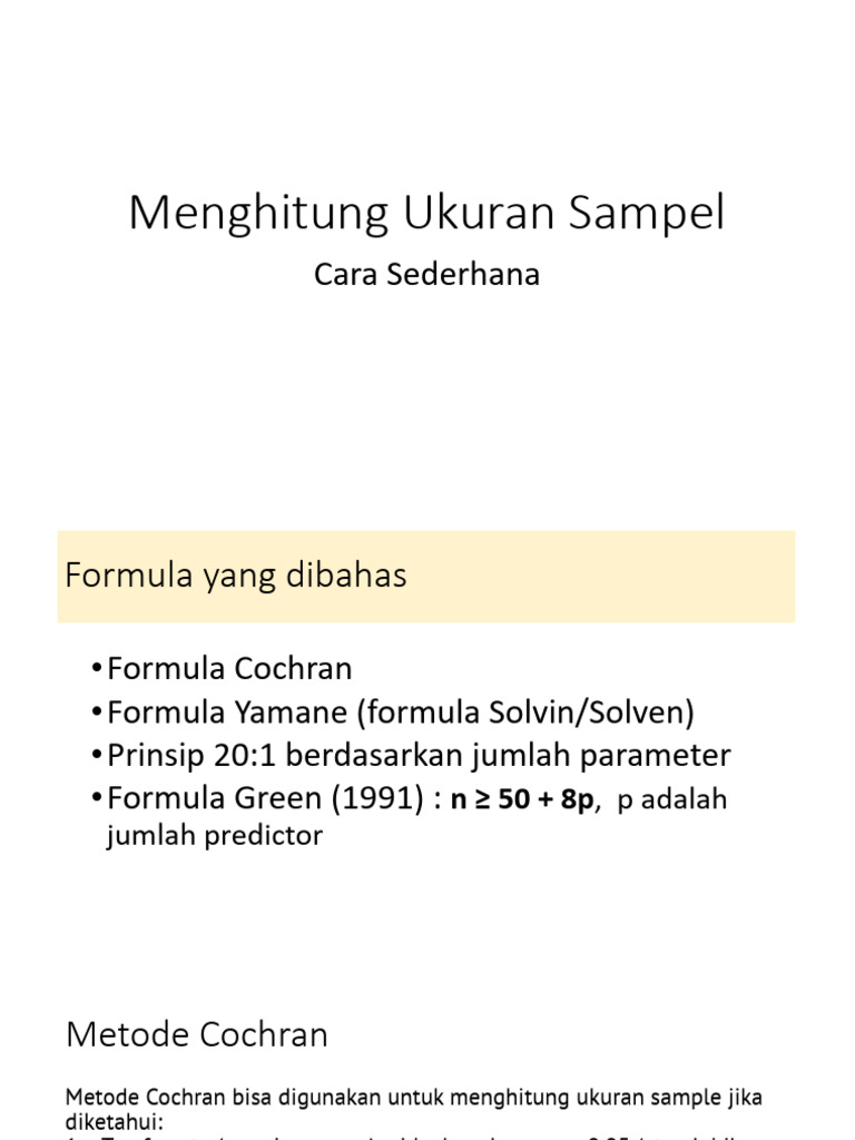 Rumus Cochran untuk Ukuran Sampel | PDF