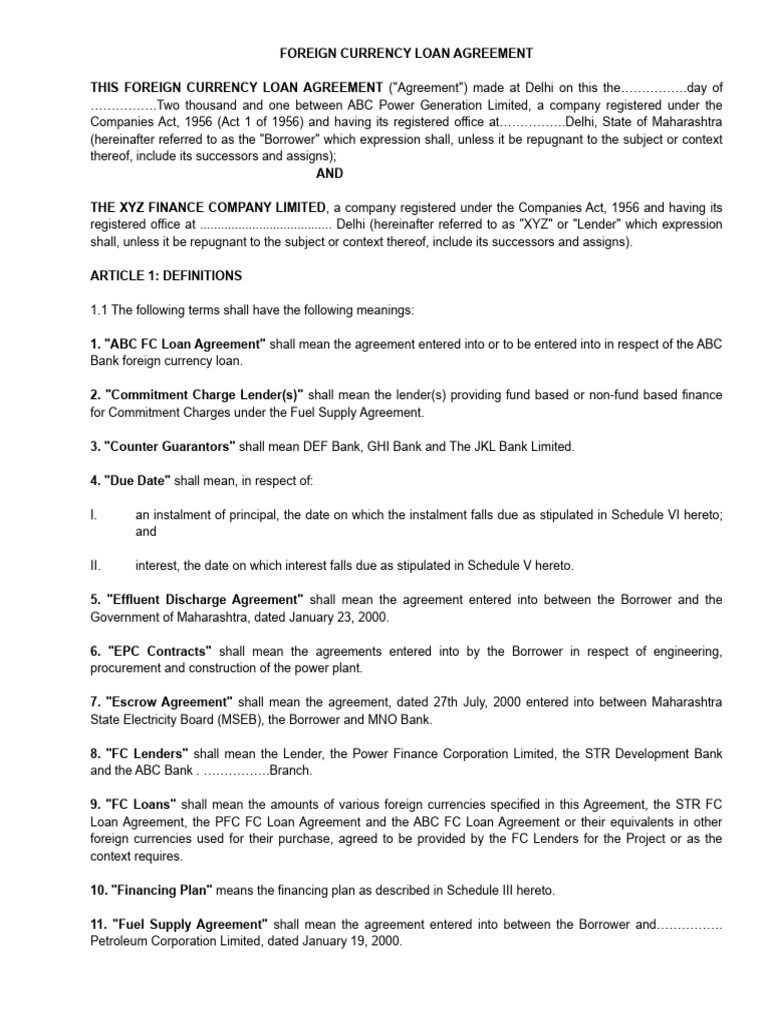 Foreign Currency Loan Agreement | PDF | Loans | Interest