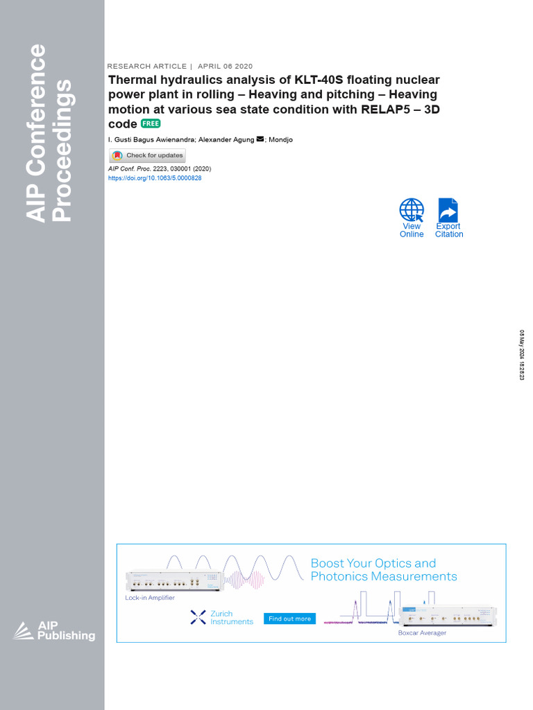 2020 Thermal Hydraulics Analysis of KLT-40S Floating Nuclear 030001 - 1 ...
