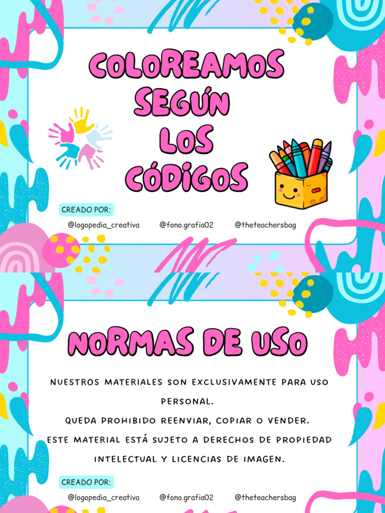 Colorea según los códigos educativos | PDF