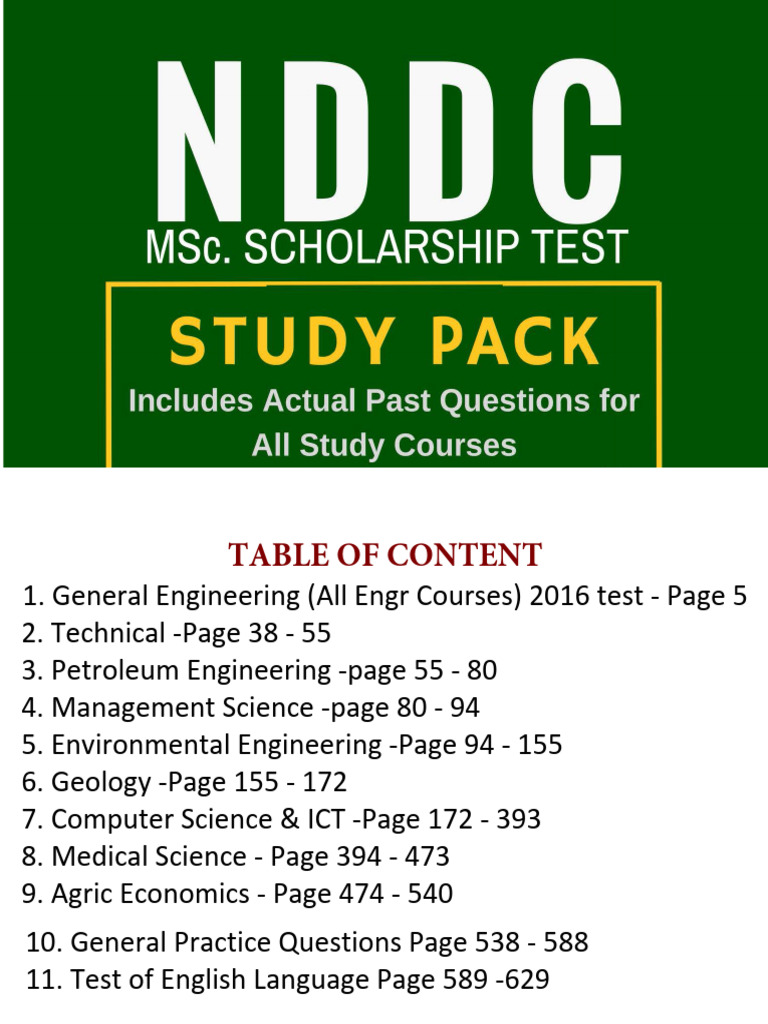 NDDC Scholarship Test Study Pack Updated 1 | PDF | Force | Petroleum