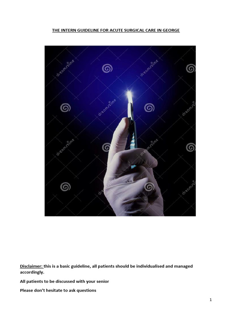 Intern Protocol For George | PDF | Medical Specialties | Diseases And ...