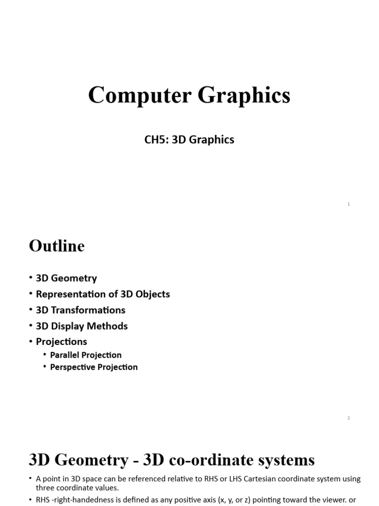 CH4 - 3D Graphics | PDF | Cartesian Coordinate System | 2 D Computer ...