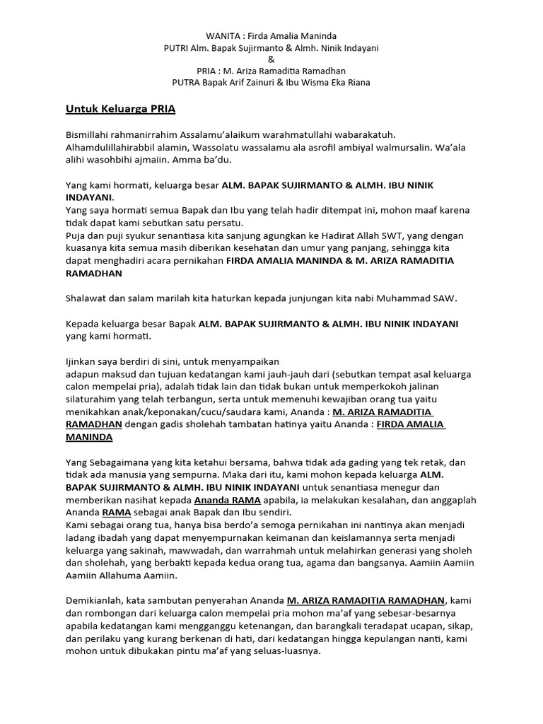 Pernikahan Firda & Ariza | PDF