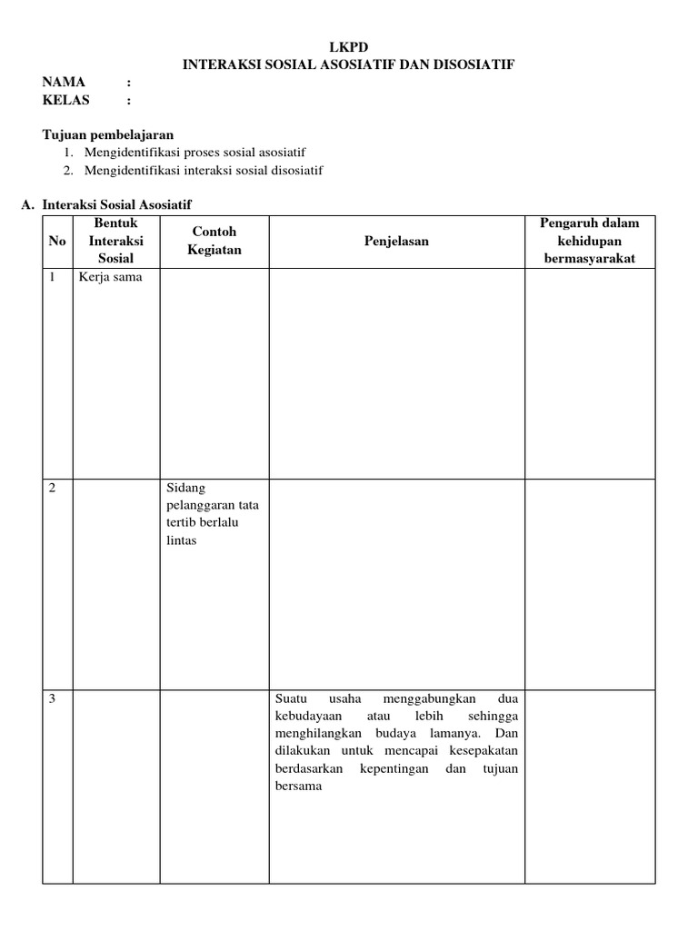 LKPD Interaksi Sosial | PDF | Ilmu Sosial | Pengembangan Diri