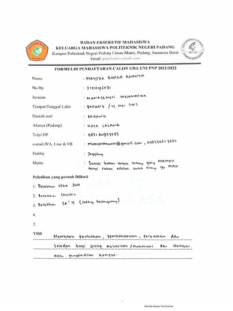 Formulir Pendaftaran | PDF