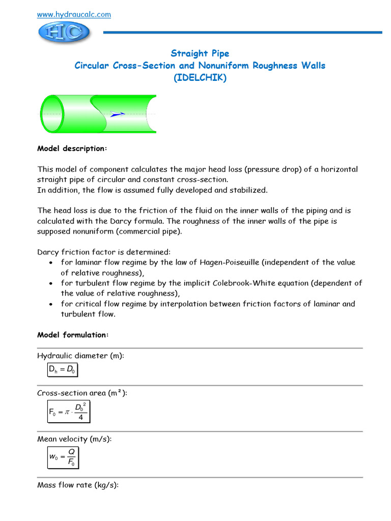 Straight Pipe Circular Cross Section and Nonuniform Roughness Walls ...