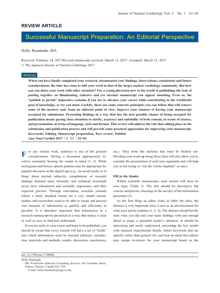 Successful Manuscript Preparation | PDF | Proofreading | Information