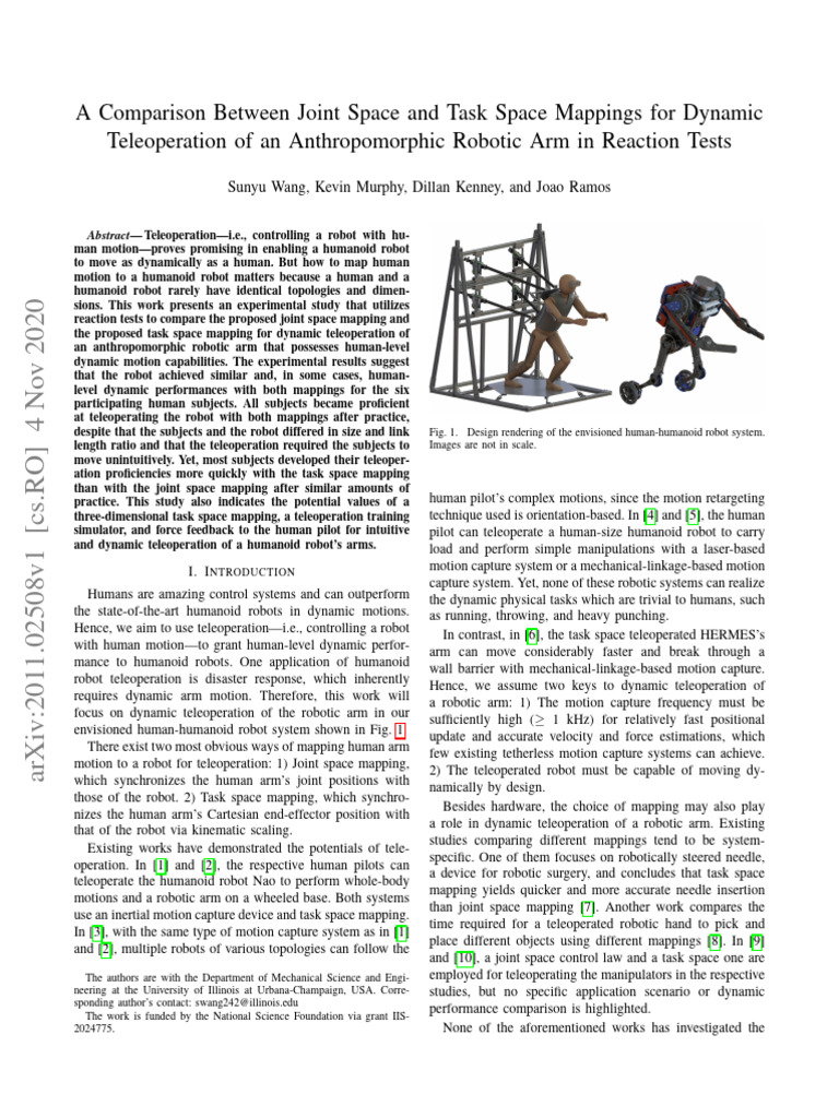 Teleoperator Joint Space Mapping | PDF | Robotics | Robot