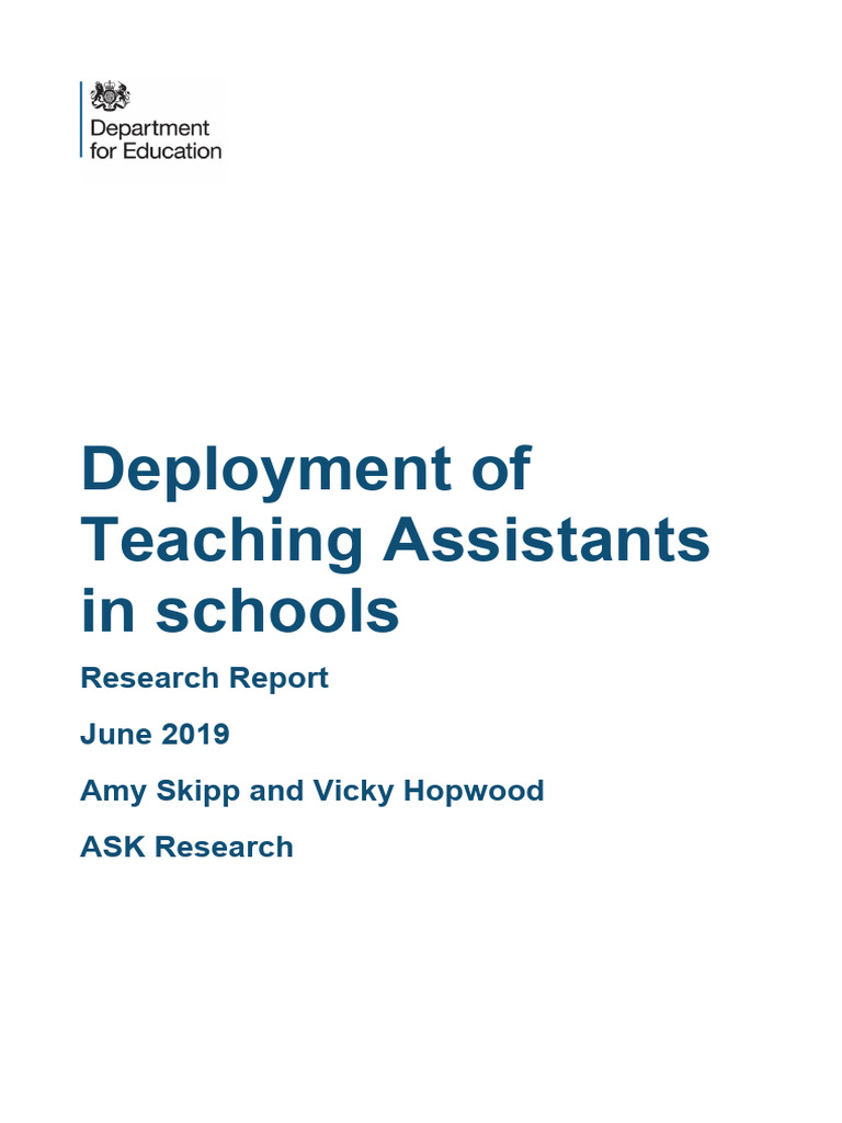 Deployment of Teaching Assistants Report | PDF | Teachers | Teaching ...