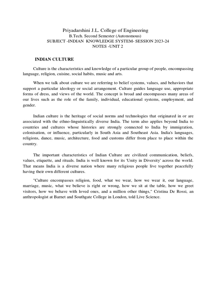 Unit 2 Notes Iks 2024 - RPK | PDF | Vedas