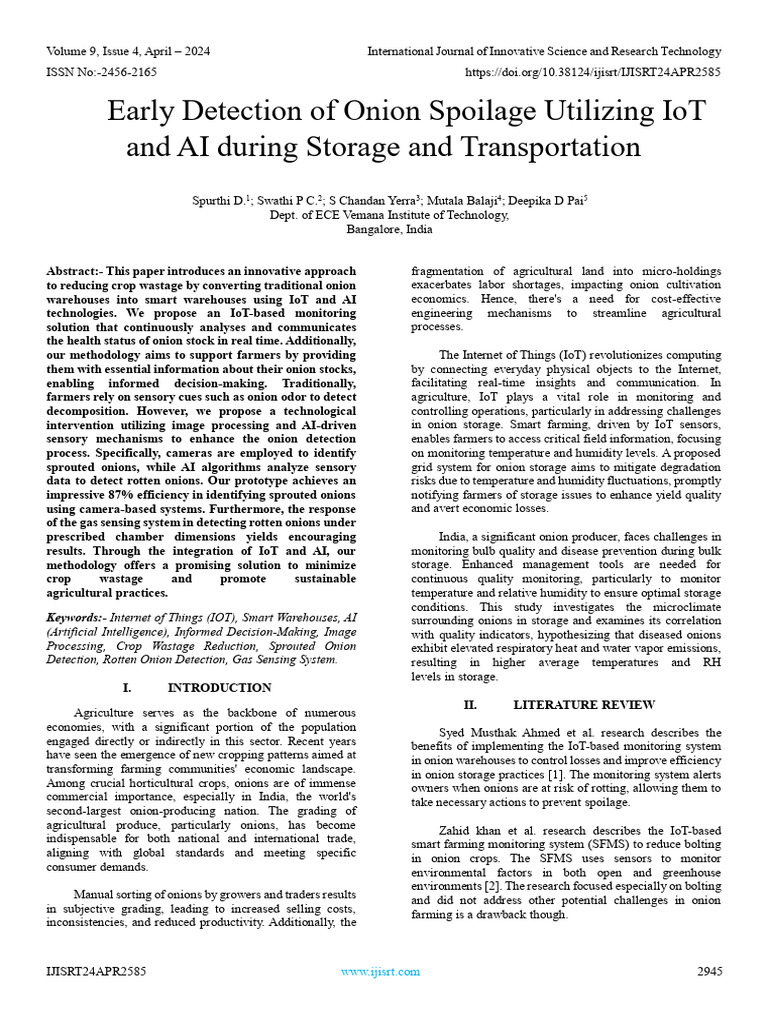 Early Detection of Onion Spoilage Utilizing IoT and AI during Storage ...