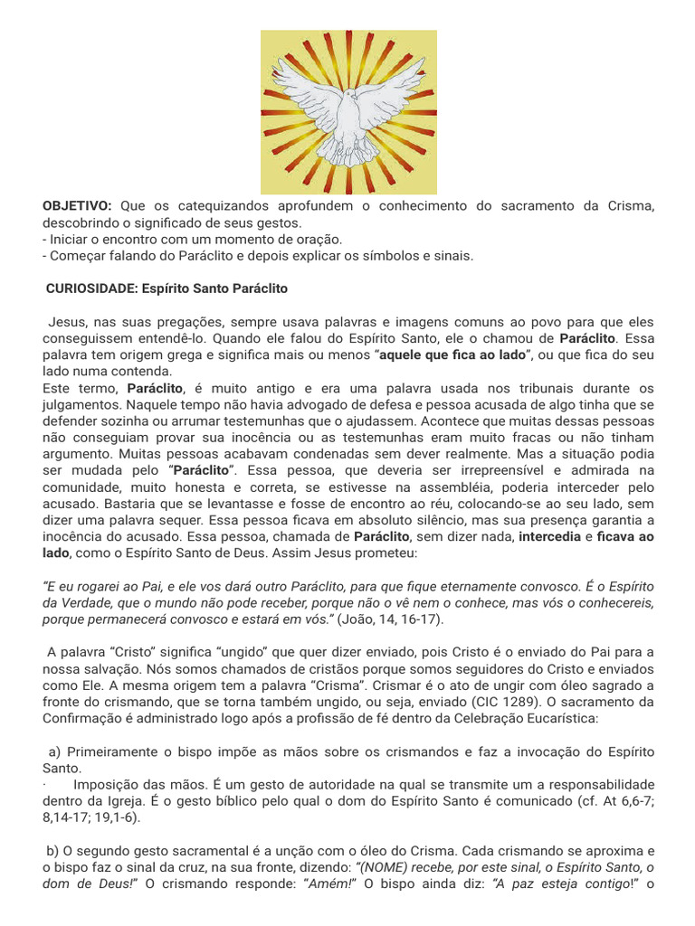 Catequistas em Formação - Roteiro de Encontro - Simbolos e Gestos Da ...