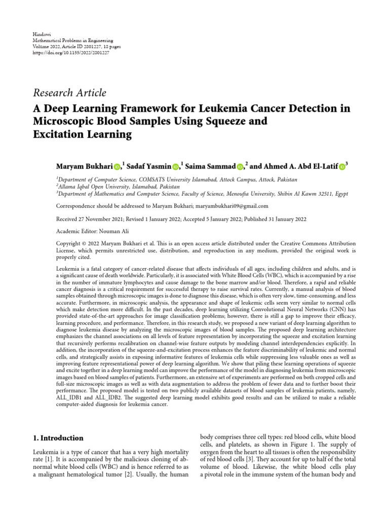 A Deep Learning Framework for Leukemia Cancer Dete | PDF | Deep ... A Deep Learning Framework for Leukemia Cancer Dete | PDF | Deep ...