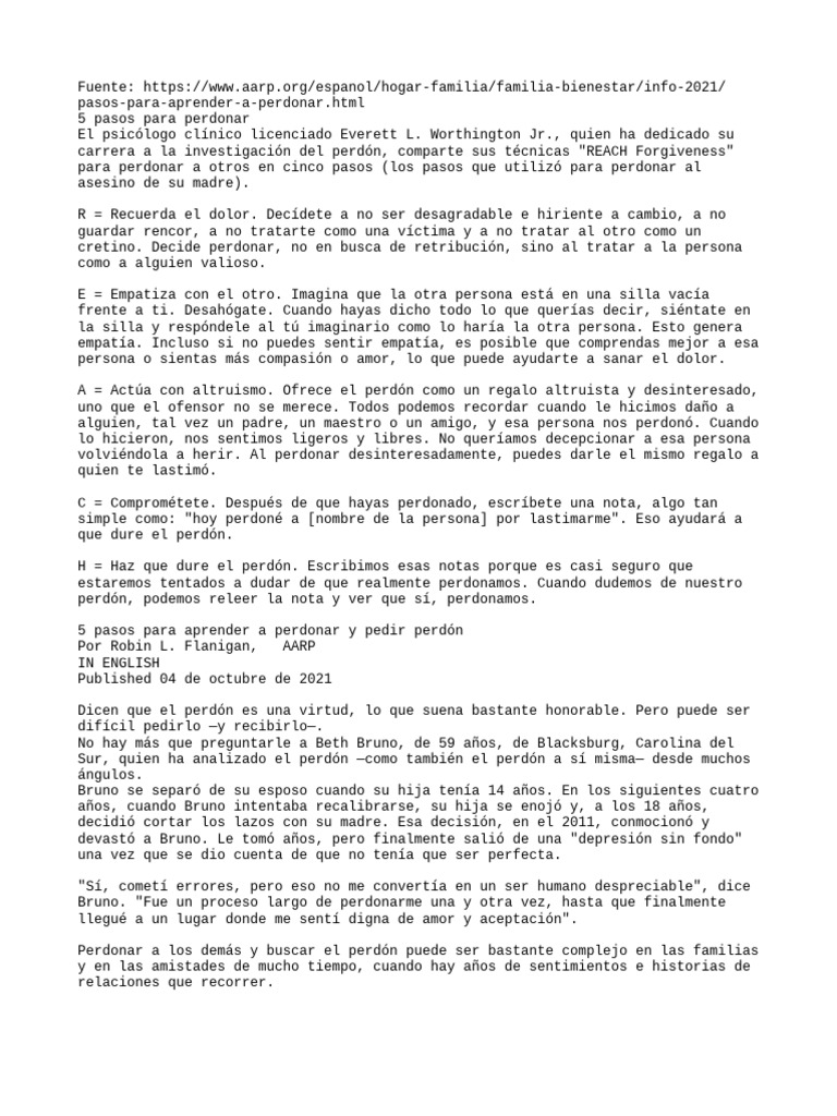 Pasos para El Perdon | PDF | Perdón | Sicología
