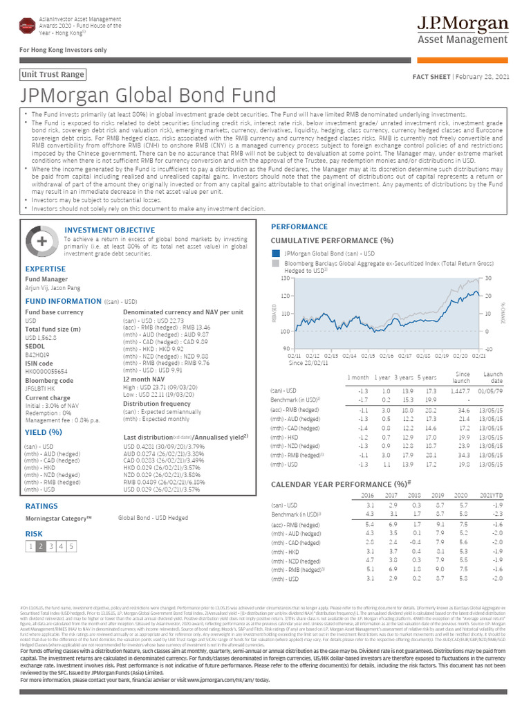 JPM Global Bond E Feb 2021 | PDF | Renminbi | Investing