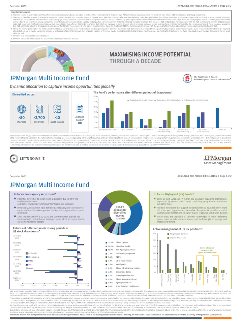 JPM Multi Income Placemat | PDF | Securitization | Asset Backed Security