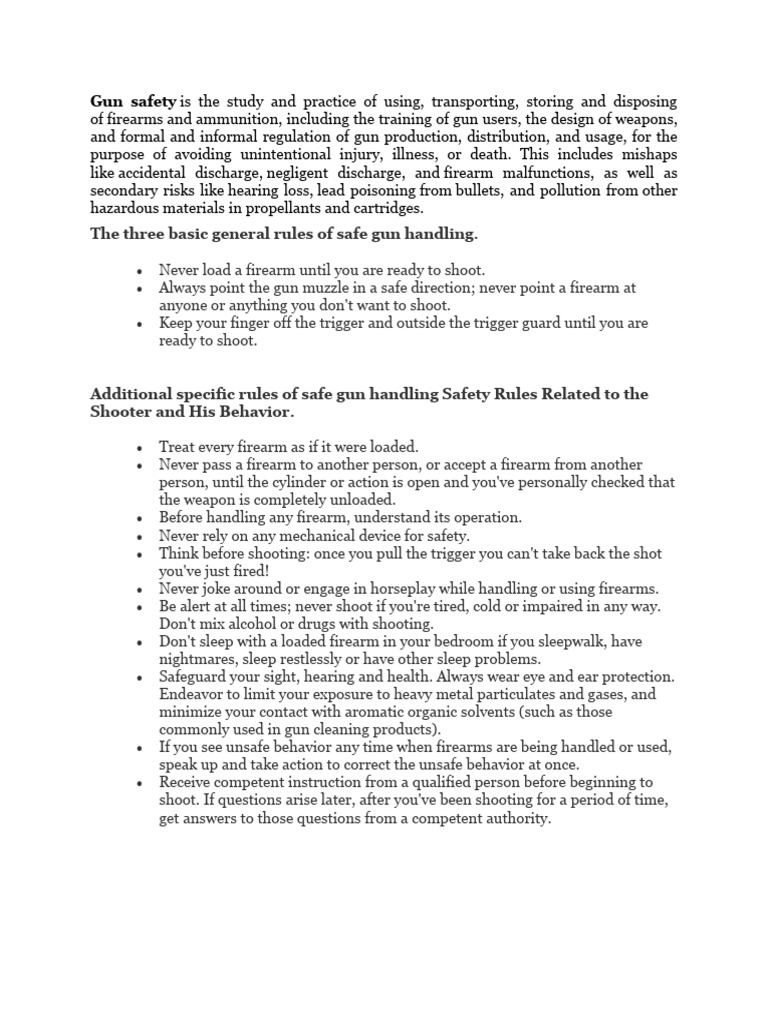 Gun Safety Guide for Firearm Users | PDF | Firearms | Ballistics