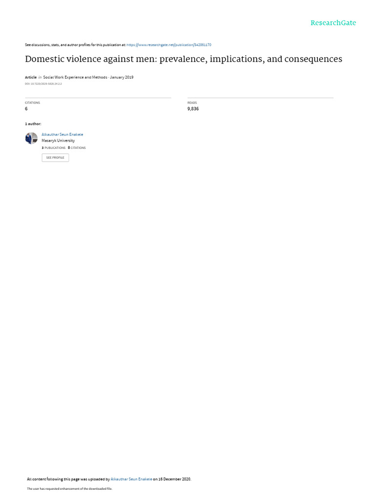 Domestic Violence Against Men Prevalence Implicati | PDF | Domestic ...