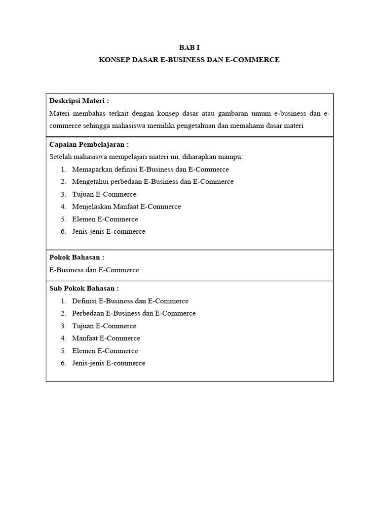 Bab 1 - Konsep Dasar E-Business Dan E-Commerce | PDF