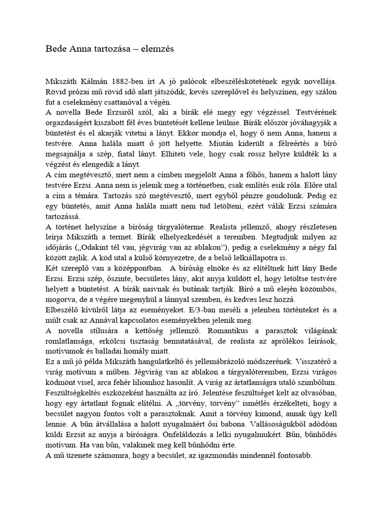 Bede Anna Tartozása-Elemzés | PDF