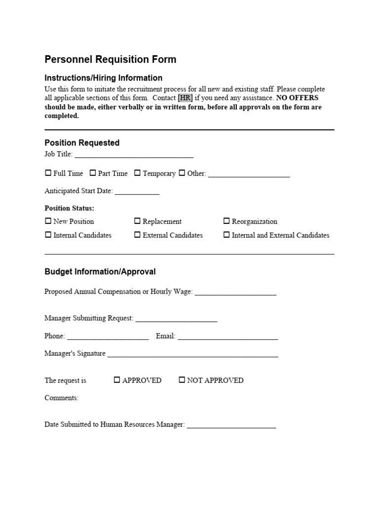 Personnel Requisition Form | PDF | Career & Growth