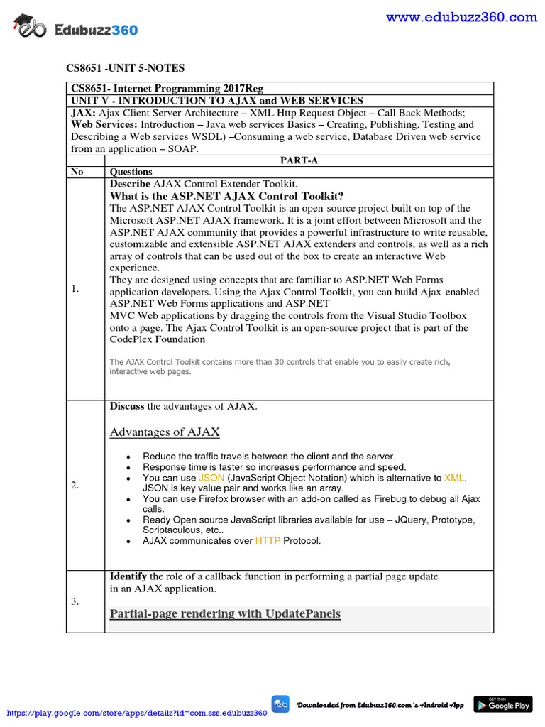 CS8651 Notes 005-5 Edubuzz360 | PDF | Web Service | Soap