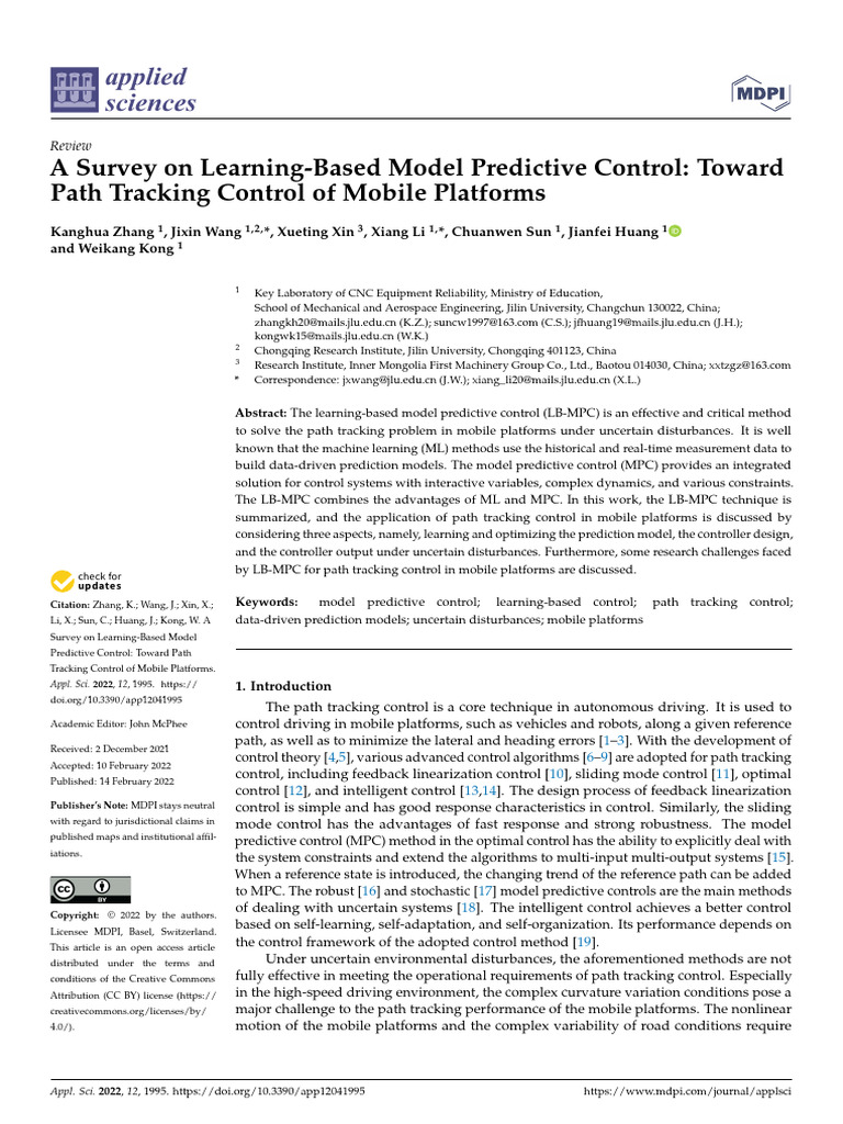A Survey On Learning-Based Model Predictive Contro | PDF | Machine Learning | Data Science