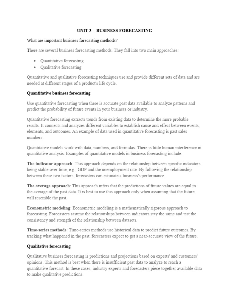 Unit 3 | PDF | Forecasting | Predictive Analytics