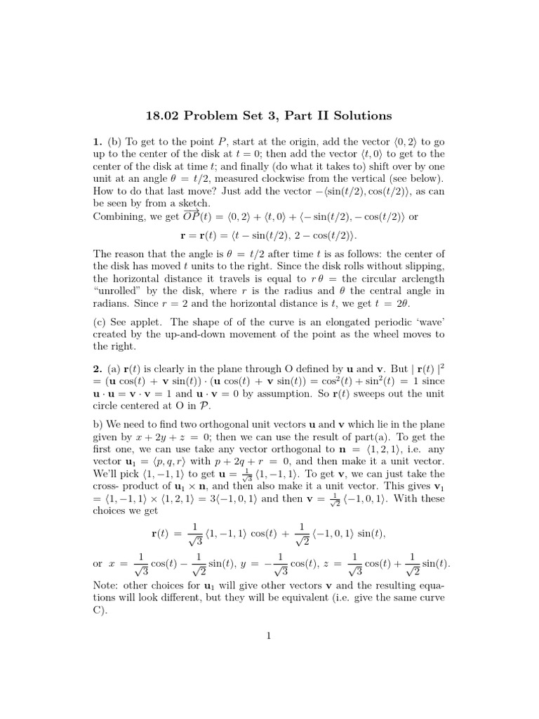 Solution - Problem Set 3 Multivariable Calculus | PDF | Angle | Equations Solution - Problem Set 3 Multivariable Calculus | PDF | Angle | Equations