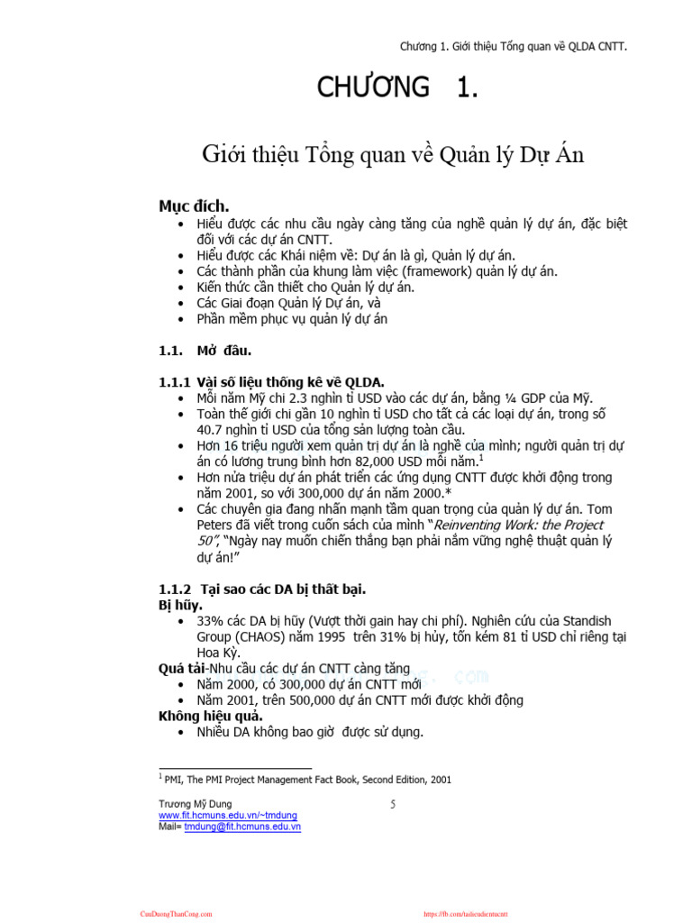 Quan-Ly-Du-An - Truong-My-Dung - Ch1-Gioi-Thieu-Qlda-Tmdung - (Cuuduongthancong - Com) | PDF