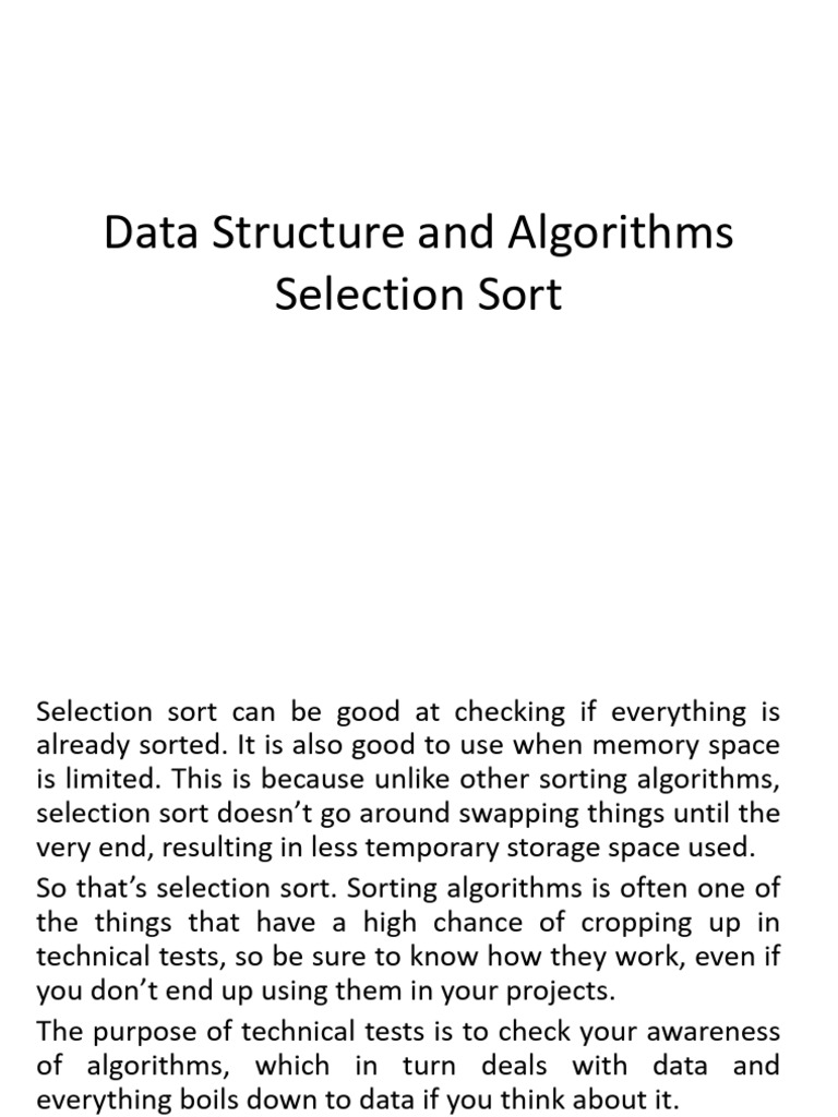 Data Structure and Algorithms Selection Sort | PDF Data Structure and Algorithms Selection Sort | PDF