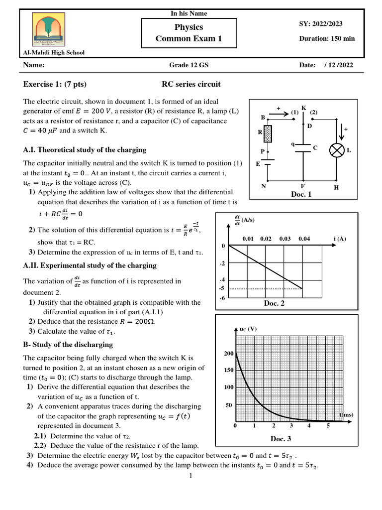 Physics Exam: Circuit & Motion Analysis | PDF | Force | Electrical Network