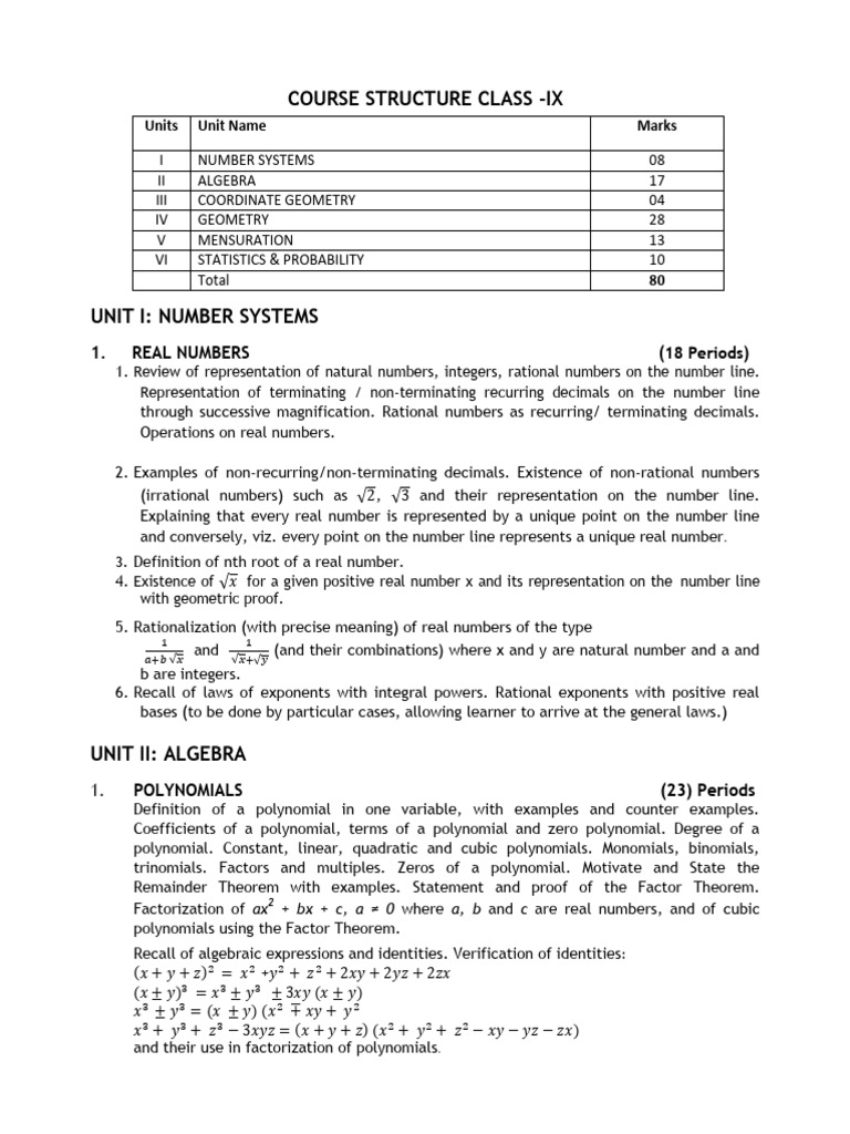 Class IX Math Curriculum Overview | PDF | Triangle | Area