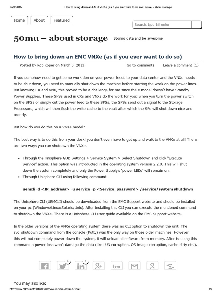 EMC VNXe Shutdown Guide | PDF | Command Line Interface | Computer Architecture