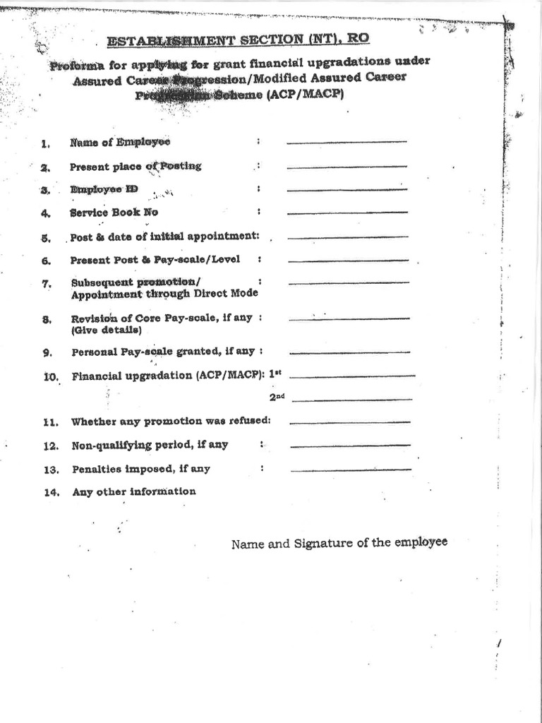 MACP Form | PDF