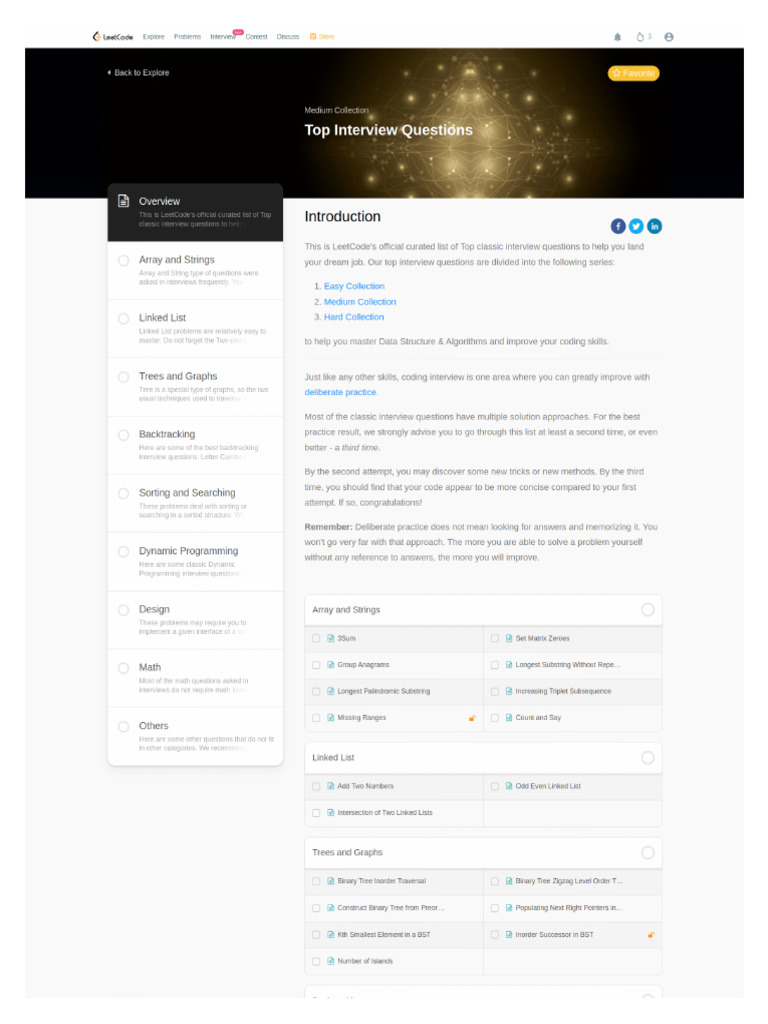 Medium - Top Interview Questions | PDF