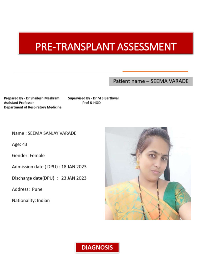 Pre-Transplant Assessment for Seema Varade | PDF | Lung | Heart