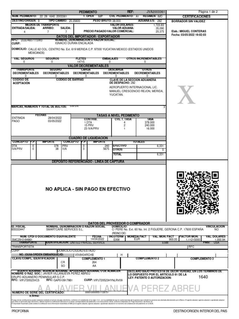 PREVIO ADUANAS Referencia JVA2003361 | PDF | Industrias de servicio | Comercio