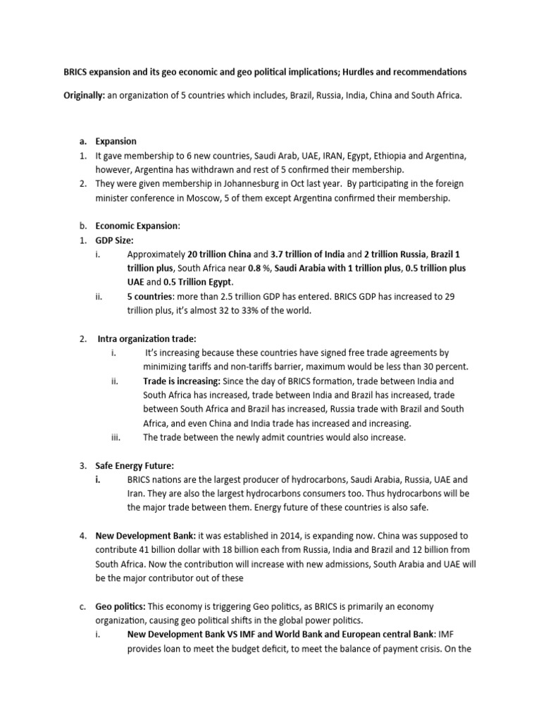 BRICS and Its Expansion | PDF | Balance Of Payments | Bric