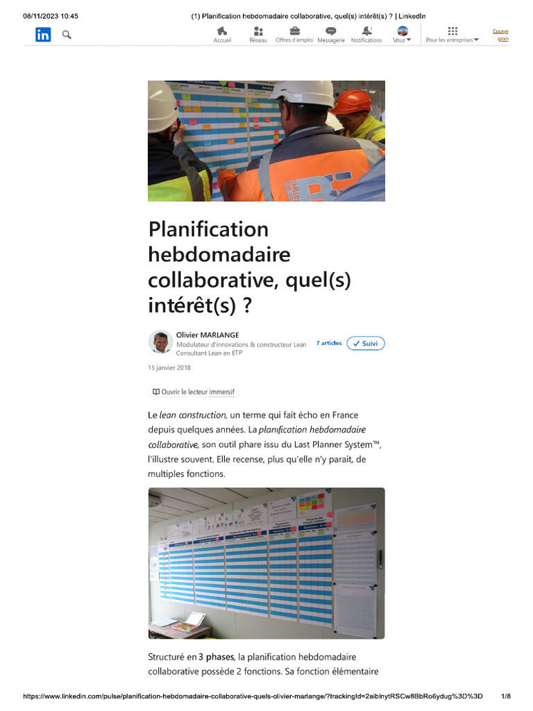 Planification Hebdomadaire Collaborative, Quel(s) Intérêt(s) - LinkedIn | PDF
