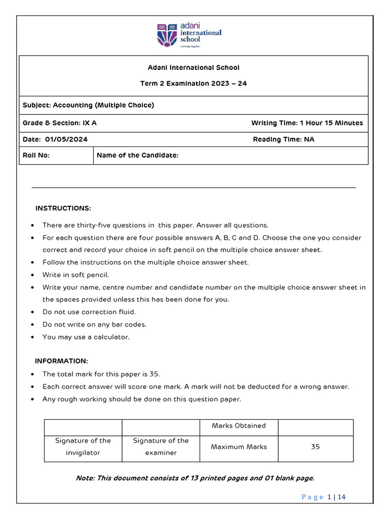 IGCSE Accounting 0452 MCQ Sample Question Paper | Download Free PDF ... IGCSE Accounting 0452 MCQ Sample Question Paper | Download Free PDF ...