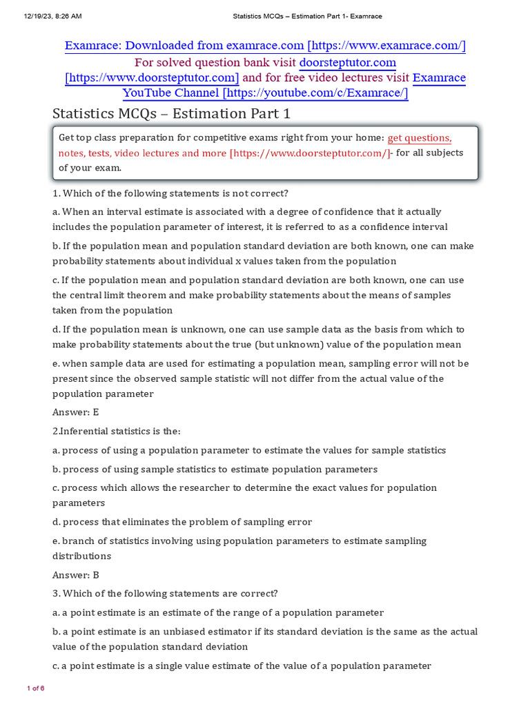 Estimation-Part-1 | PDF | Estimator | Confidence Interval