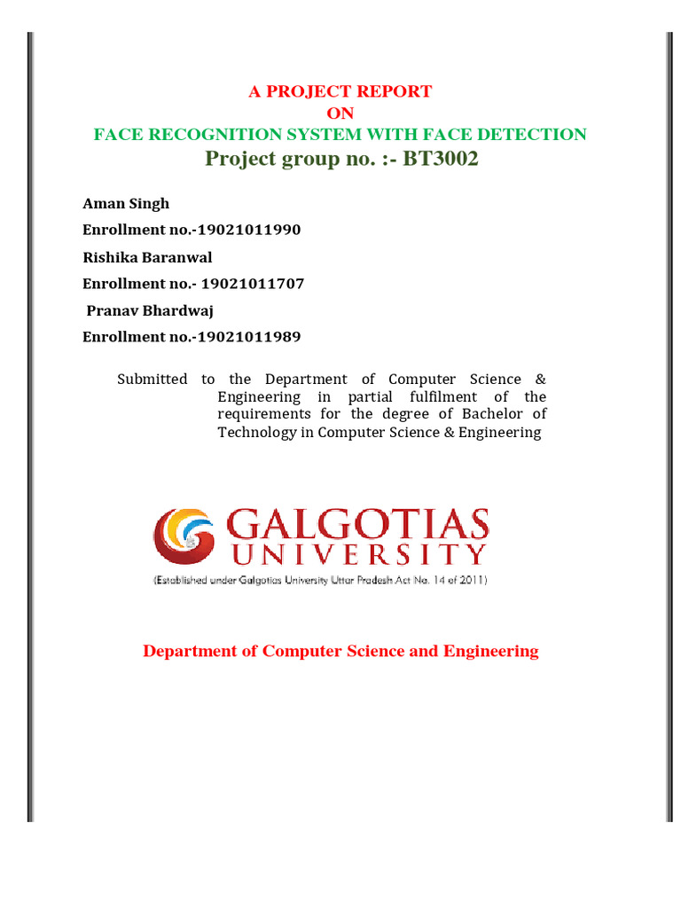 Face Recognition System With Face Detection (Bt3002) | PDF | Support ...