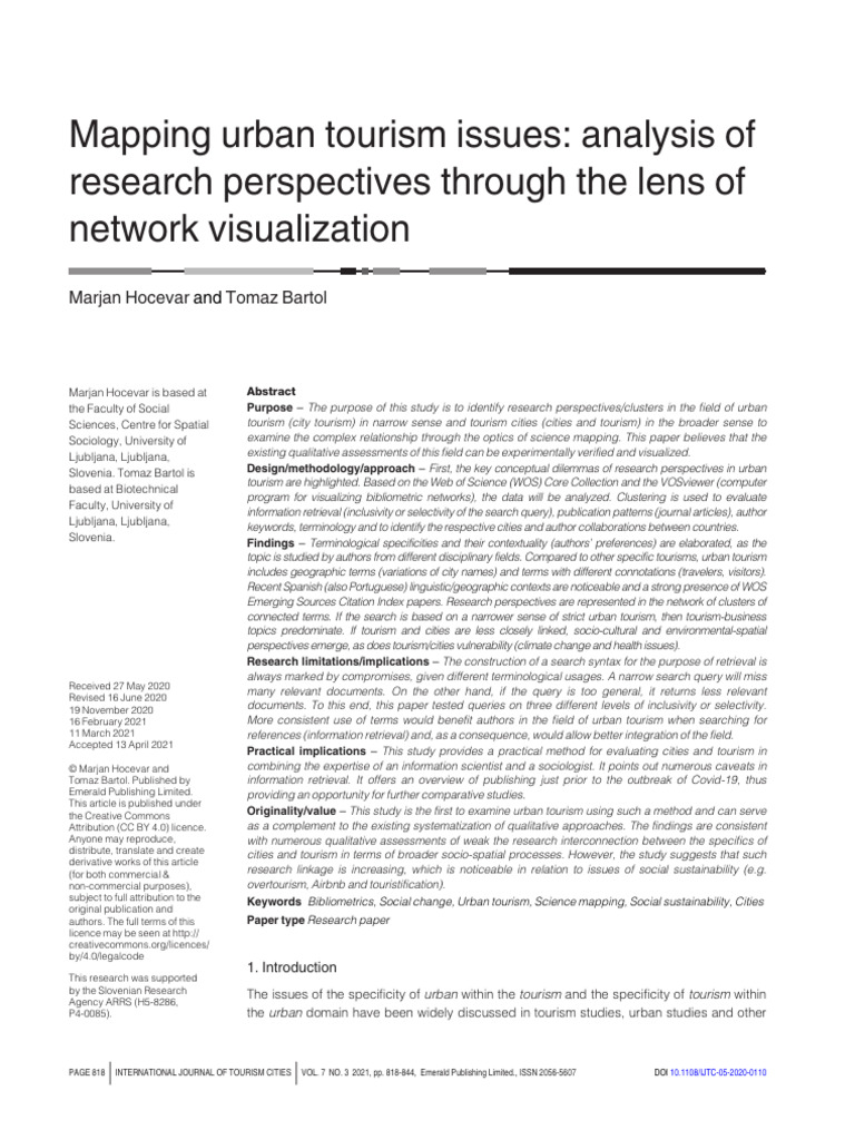 2021- Mapping Urbn Tourism Issues | PDF | Tourism | Information Science