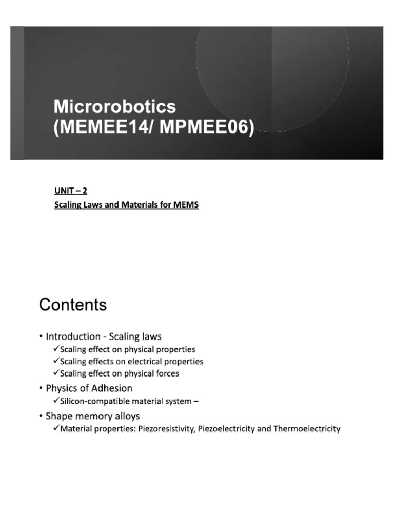 Unit 2 Microrobotics | PDF | Heat Transfer | Fluid Dynamics