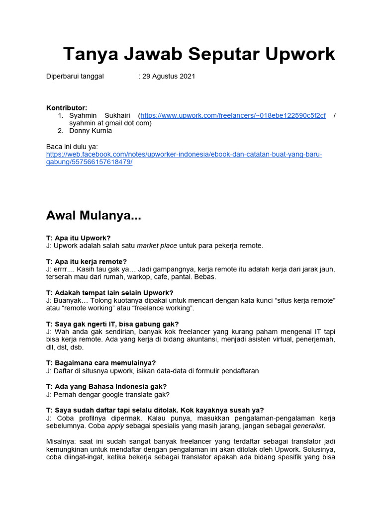 Panduan Lengkap Upwork untuk Freelancer | PDF